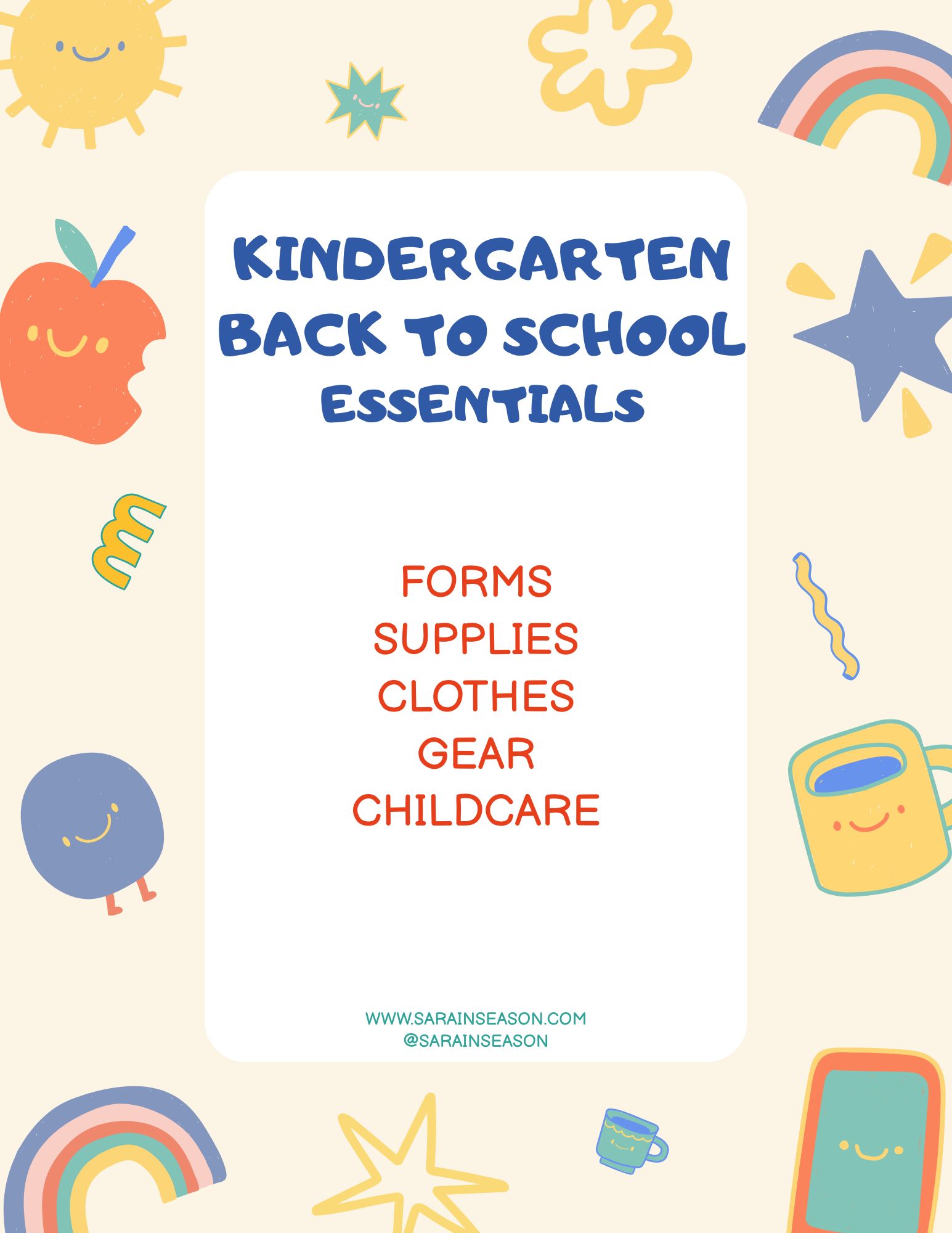 Kindergarten Back to School Essentials - Sara In Season